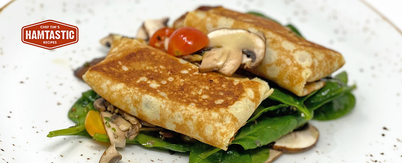 Foodservice Recipe: Ham & Brie Stuffed Crepes with Truffle Dressed Salad