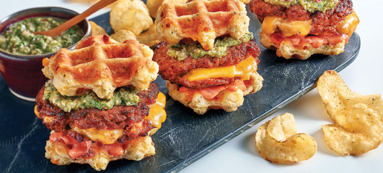 Foodservice Recipe: Chorizo Chimichurri Waffle Burgers